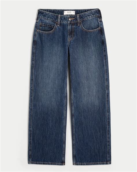 Womens Low Rise Dark Wash Baggy Jeans Womens Sale