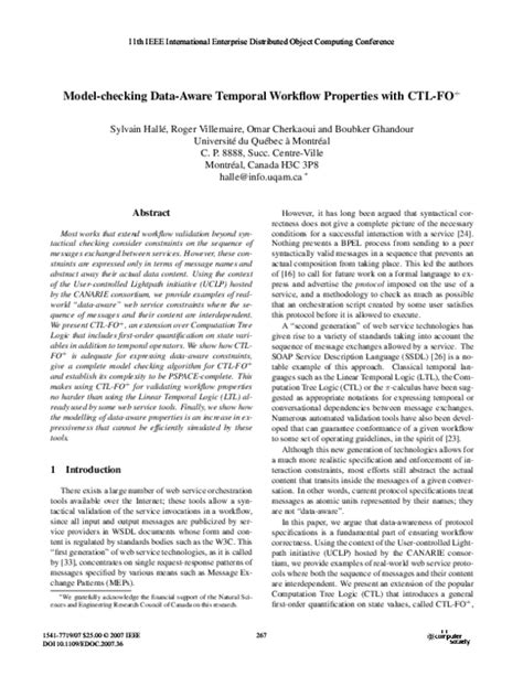 Pdf Model Checking Data Aware Workflow Properties With Ctl Fo