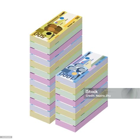 필리핀 페소 벡터 그림입니다 필리핀 머니 세트 번들 지폐 지폐 100 200 500 1000 Php 플랫 스타일 흰색 배경에