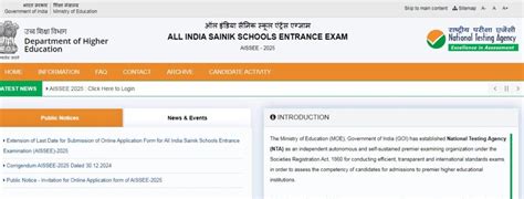 All India Sainik Schools Entrance Exam 2025 Exam Date Aissee Exam
