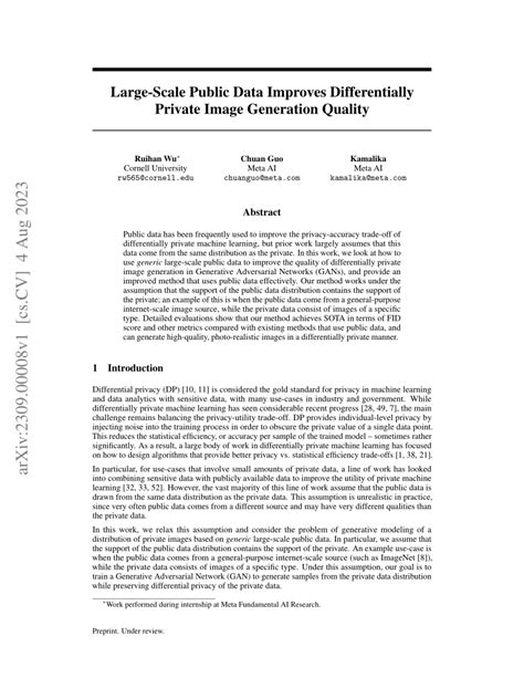 Pdf Large Scale Public Data Improves Differentially Private Image Generation Quality