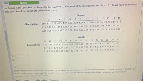 EBook Use The Data In The Table Below To Calculate Cp Chegg Com