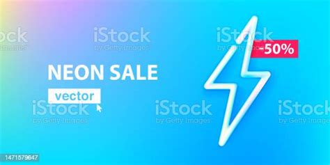 플래시 판매 배너 템플릿입니다 네온 라인으로 만든 벼락 빨간 리본에 백분율 기호가 있는 3d 현실적인 번개 3차원 형태에 대한 스톡 벡터 아트 및 기타 이미지 Istock