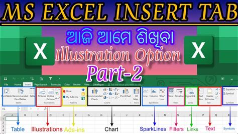 How To Use Insert Tab Ms Excel Illustration Option In Odia L Illustration Option Complete Use