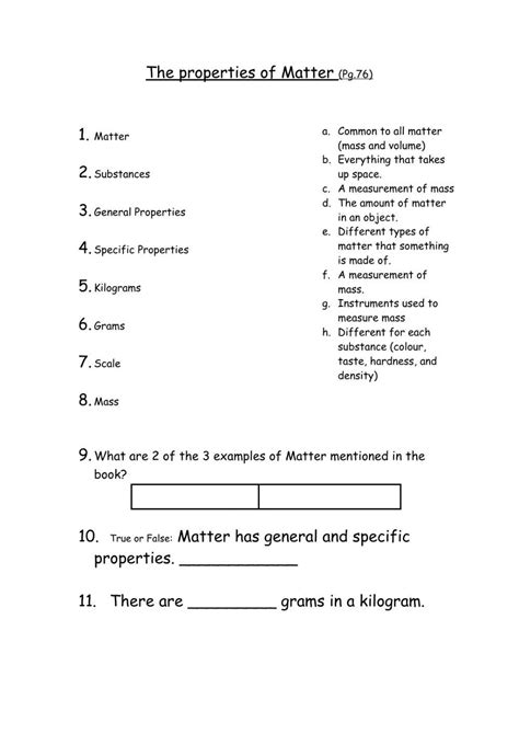 Free Properties Of Matter Worksheet Answers Download Free Properties