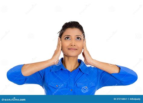 De Vrouw Hoort Geen Kwaad Stock Afbeelding Image Of Spaans 37216861