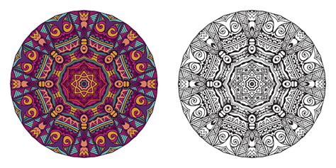 색칠 하기 책에 대 한 화려하 고 윤곽 만다라 장식 라운드 벡터 민족 스타일 장식품입니다 0명에 대한 스톡 벡터 아트 및 기타 이미지 Istock