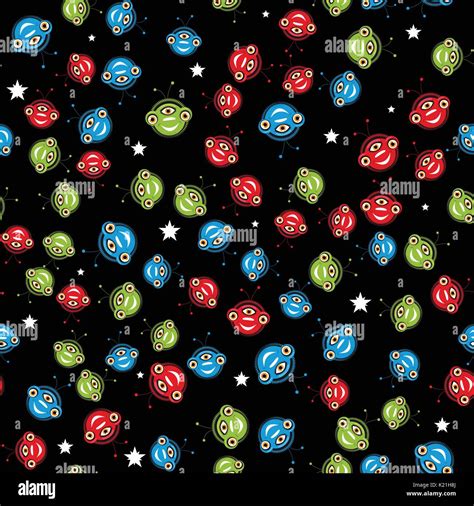 Seamless Pattern With Aliens Vector Stock Vector Image And Art Alamy