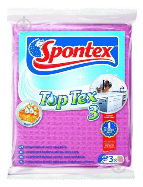 ᐉ Серветки Spontex Top Tex 15 5х18 5 см 3 шт уп різнокольорові