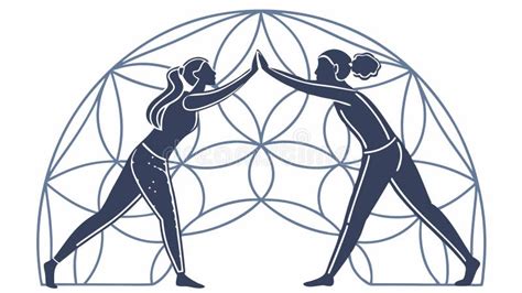 People In Geometric Pattern Community And Interconnection Symbol