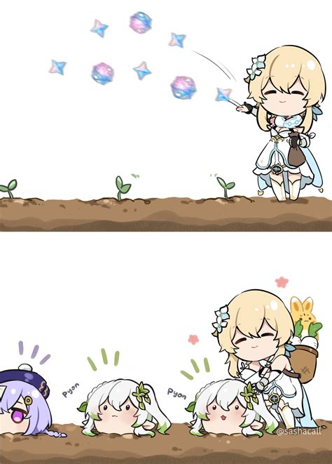 Lumine Nahida Qiqi And Yuegui Genshin Impact Drawn By Sashacall