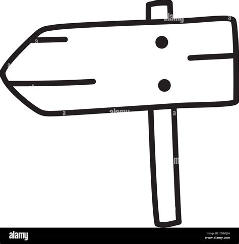 Wooden Sign Arrow Icon Over White Background Line Style Vector