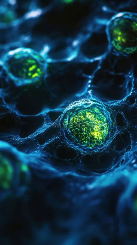 Intricate Cellular Structures In Luminous Microscopic View Highlighting Science And Biology