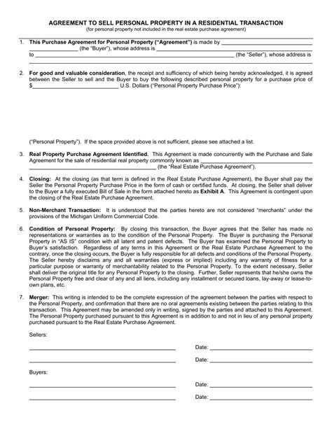 Personal Property Agreement ≡ Fill Out Printable Pdf Forms Online
