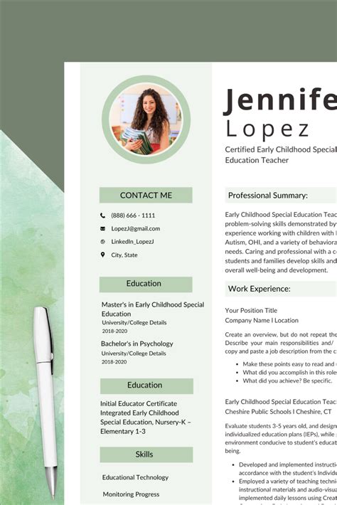 Teacher Resume Template Creative Teacher Resume