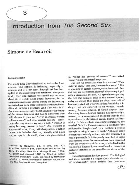 De Beauvoir Introduction From The Second Sex Pdf