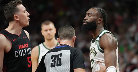 Jaylen Brown And Duncan Robinson Call Each Other Out After Dangerous On Court Foul Fadeaway World
