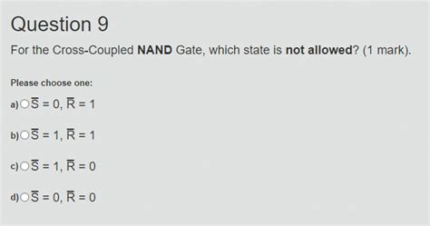 Solved Question 9for The Cross Coupled Nand Gate Which