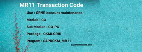 Mr11 Sap Tcode For Gr Ir Account Maintenance