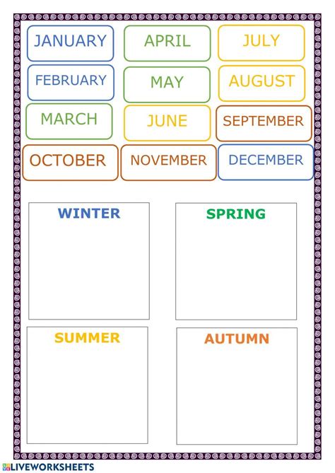 Months And Seasons Worksheet Artofit