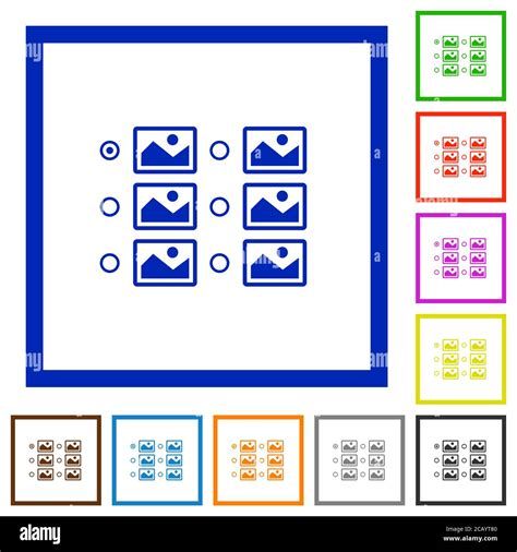 Single Image Selection With Radio Buttons Flat Color Icons In Square