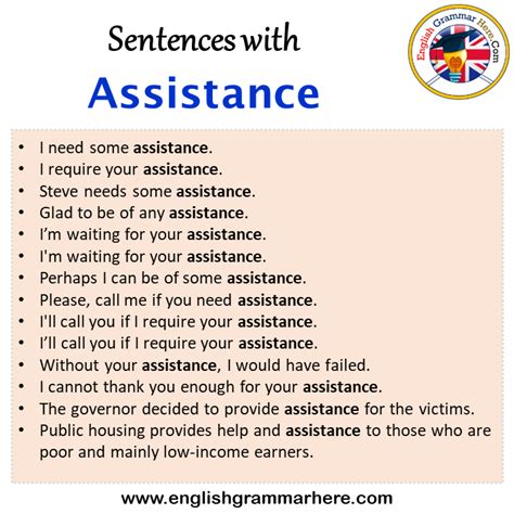Sentences With Assistance Assistance In A Sentence In English
