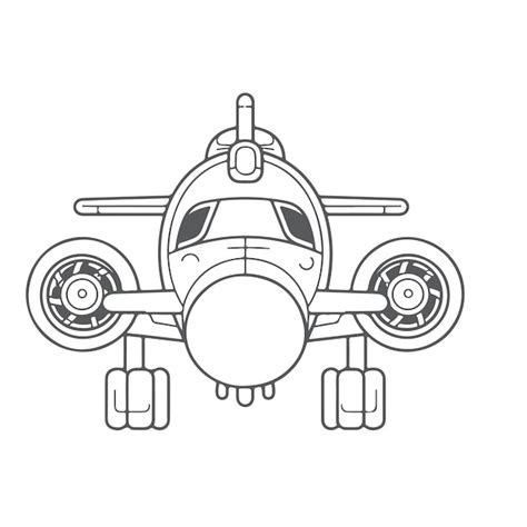 스케치 손으로 그린 단일 라인 아트 색칠 페이지 비행기의 날 프리미엄 벡터