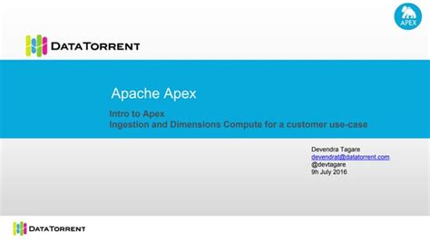Ingestion And Dimensions Compute And Enrich Using Apache Apex Ppt
