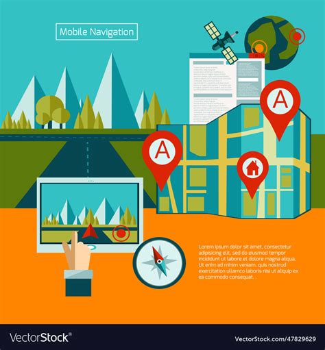 Gps Navigation Concept Navigation Concept Vector Image