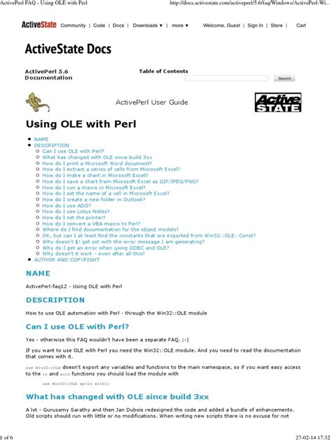 Activeperl Faq Using Ole With Perl Pdf Visual Basic For