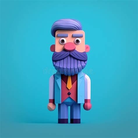 Generative Ai 3d Plastic Icon Avatar Cartoon Character With Beard Or