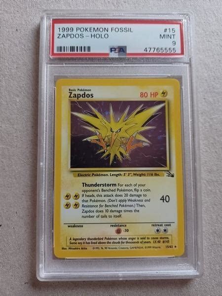 Pokémon Zapdos Fossil Holo rok 1999 PSA 9 Aukro