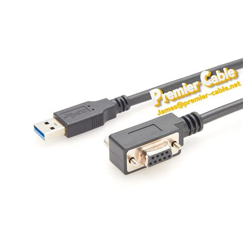 China DB9 RS232 Serial Null Modem Cable USB To DB9 Female 90 Angled