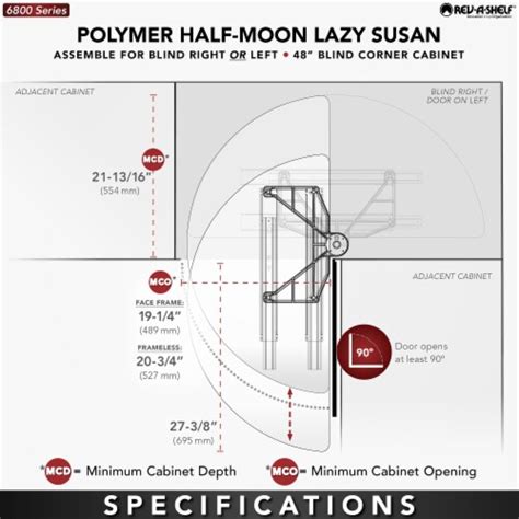 Rev A Shelf 39 Lazy Susan Half Moon Polymer Two Tier Blind Cabinet 6882 39 11 570 1 Piece