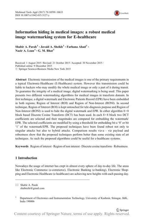 Information Hiding In Medical Images A Robust Medical Image
