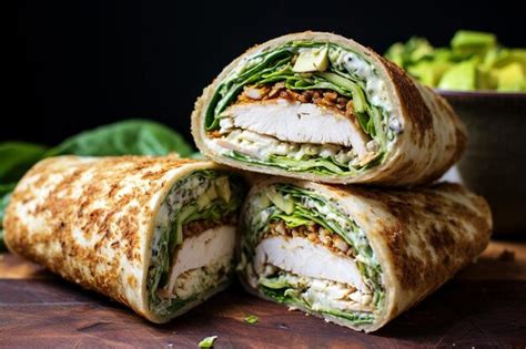 Premium Photo Crispy Chicken Caesar Salad Wrap