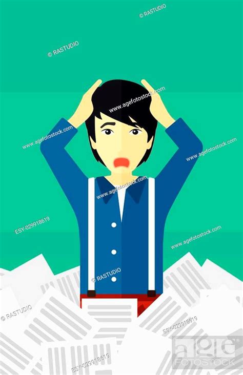 An Asian Man Clutching His Head Because Of Having A Lot Of Work To Do