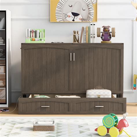 Buy Queen Size Murphy Cabinet Bed With Built In Charging Station And