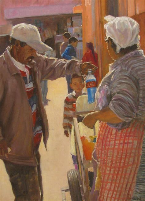 VENDEDOR AMBULANTE DE MARRAKECH cuadro original Óleo sobre Tela