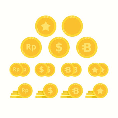 Gold Currency Coin Vector Set 12574228 Vector Art At Vecteezy
