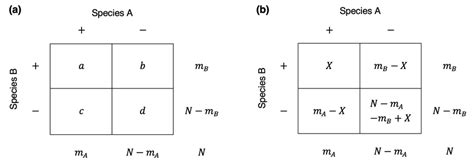 Two Ways Of Displaying A 2×2 Table Of Co Occurrences And Occurrences Of