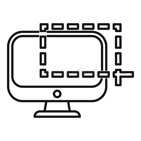 computer monitor displaying selection tool expanding screen area stock illustration