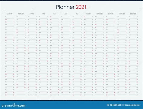 2021 Wall Calendar Template Clean Wall Calendar 2021 Cartoon Vector