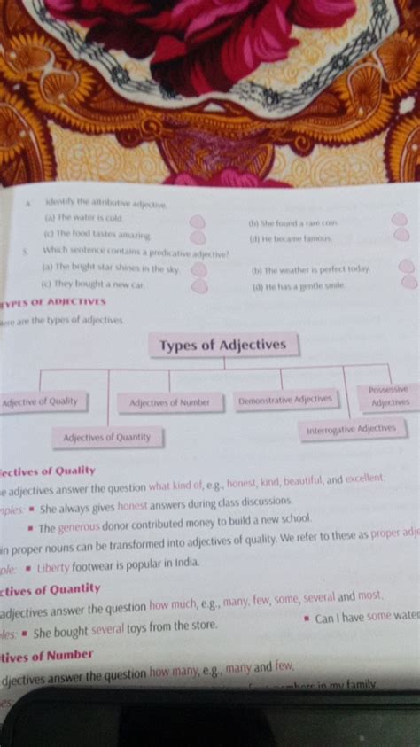 Identify The Attributive Adjective A The Water Is Cold C The Food T