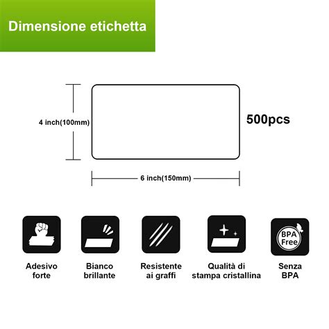 Vretti Printers Rotolo Vretti 500 250 Pezzi Rotolo Etichette Termiche