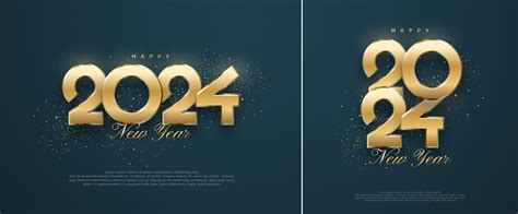 고급스럽고 우아한 2024년 새해 복 많이 받으세요 고급스럽고 반짝이는 골드 넘버 2024년 새해 복 많이 받으세요 축하를 위한