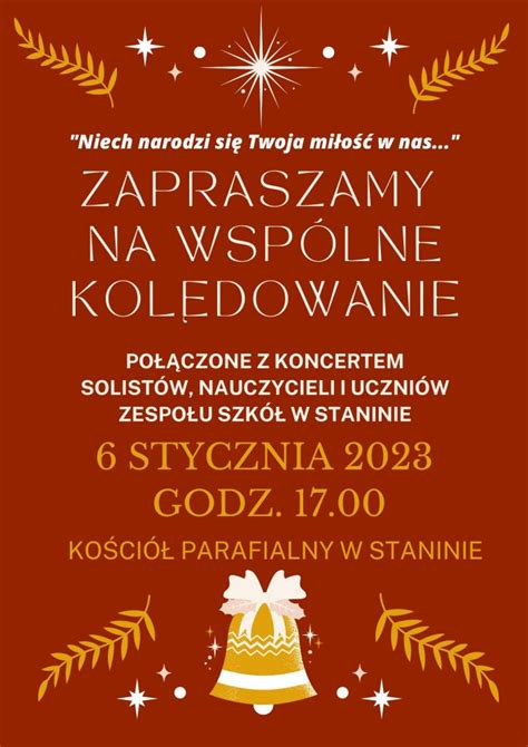 Zaproszenie Na Wspólne Kolędowanie 6 Stycznia 2023r Gmina Stanin