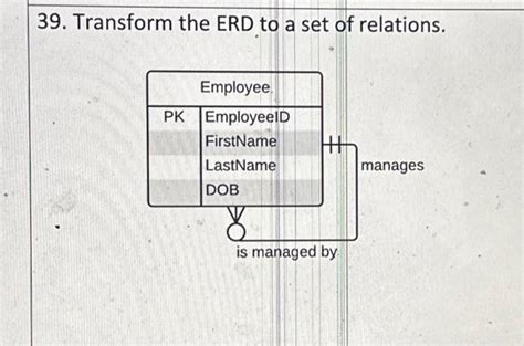 Solved 39 Transform The ERD To A Set Of Relations Chegg
