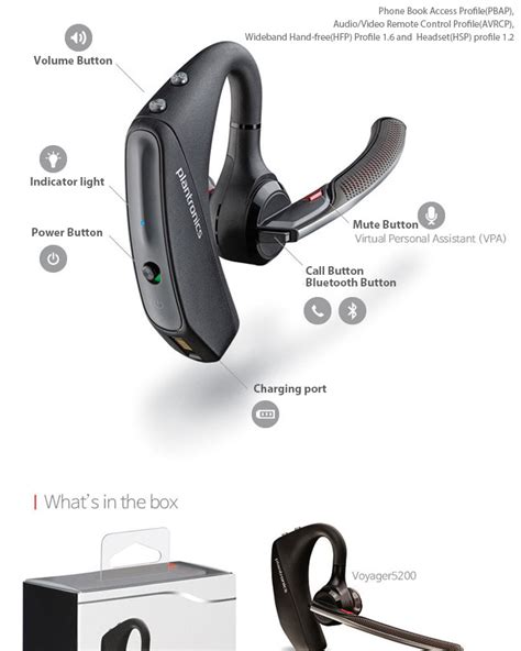 Plantronics Voyager5200 Wireless Bluetooth Headset And Charging And Docking