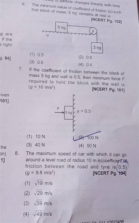 The Minimum Value Of Coefficient Of Friction μ Such That Block Of Mass